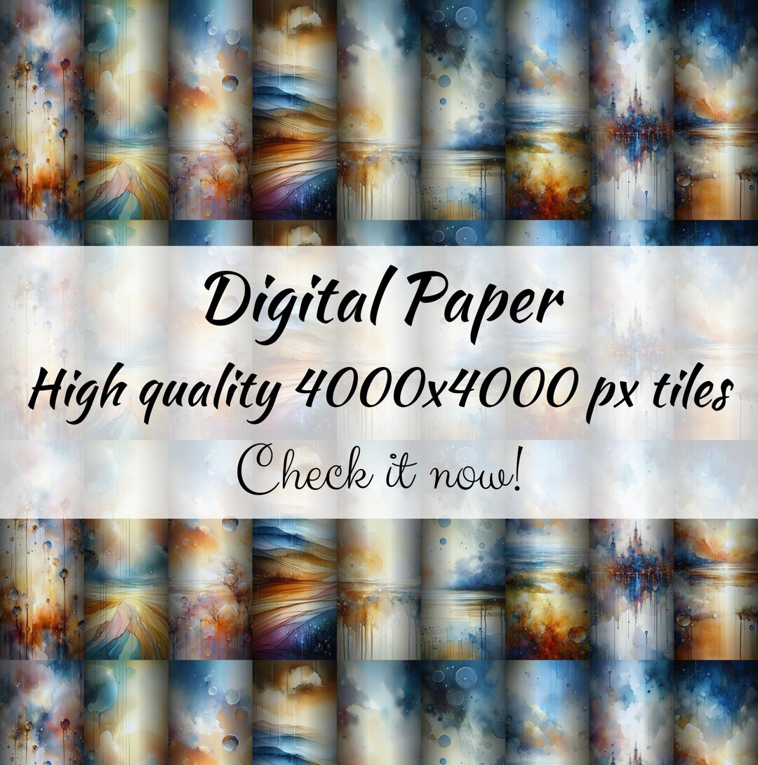 30 Ethereal Watercolor Rain Patterns for Junk Journals and Printable ...
