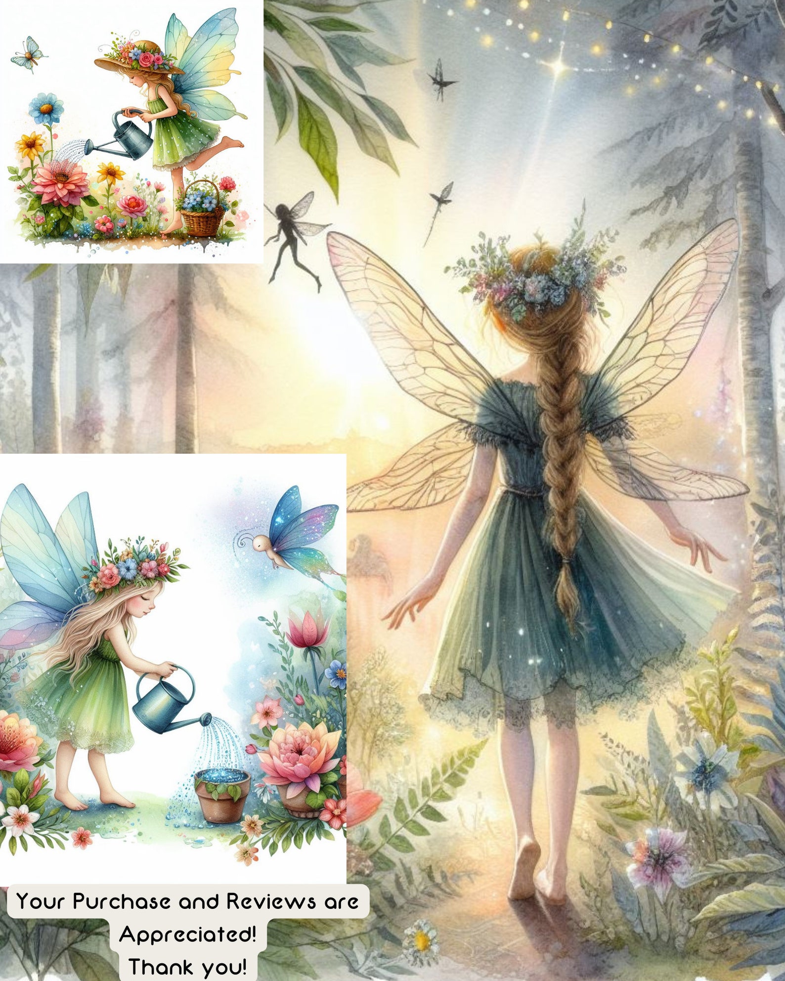 Whimsical Fairycore Printable Clipart Set 2 - Enchanting 12x12 Inches ...