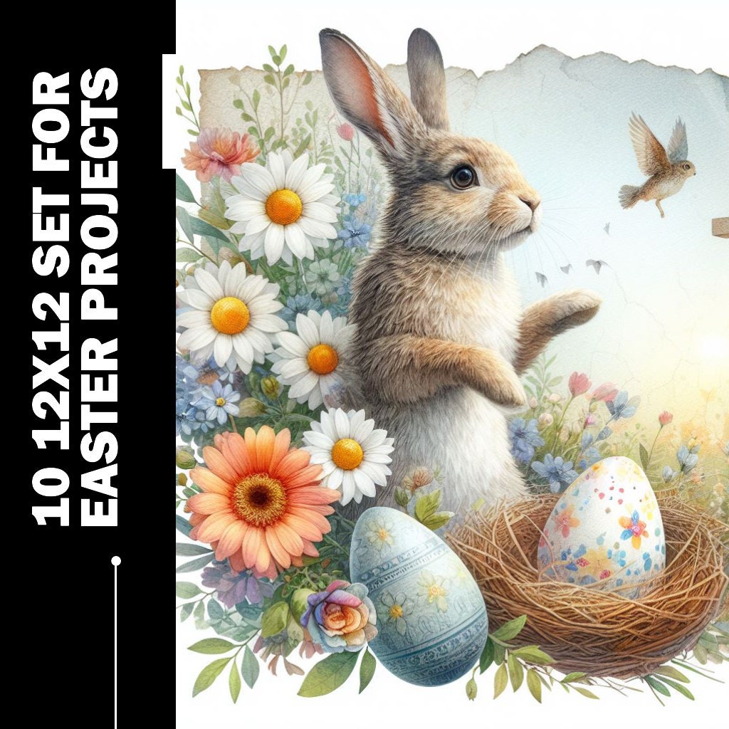 Easter Bunny Clipart Set - 10 Designs, Decoupage Rice Paper ...