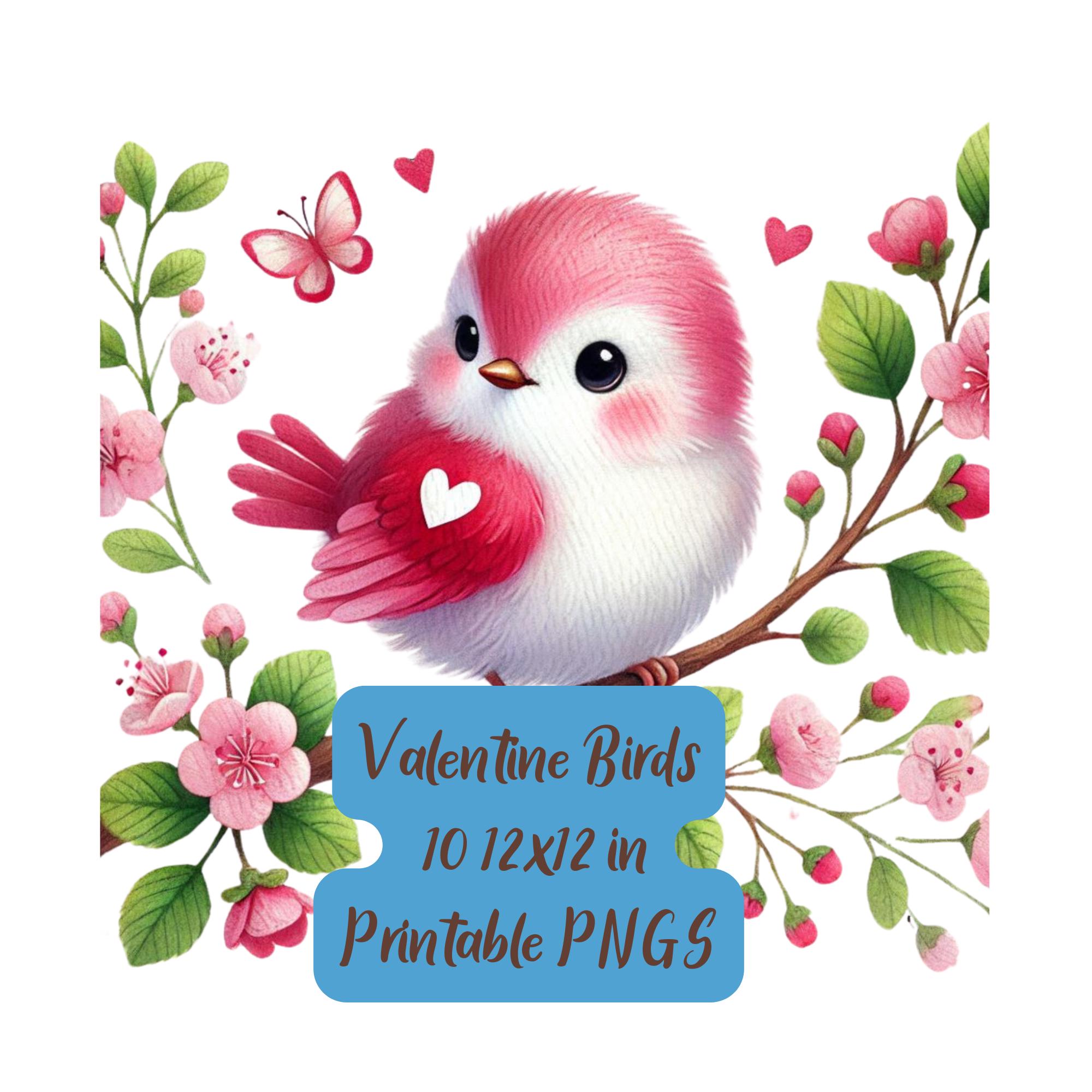Charming Valentine Bird Clipart Set - 10 Printable 12x12 Designs for ...