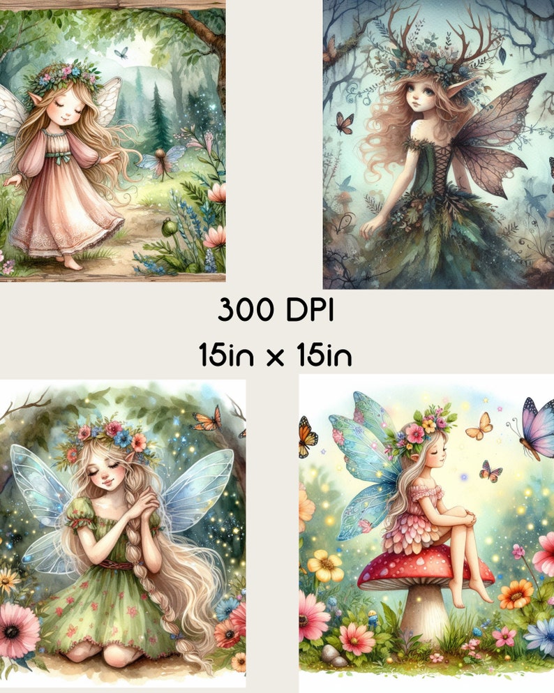 Whimsical Fairycore Printable Clipart Set 2 - Enchanting 12x12 Inches ...