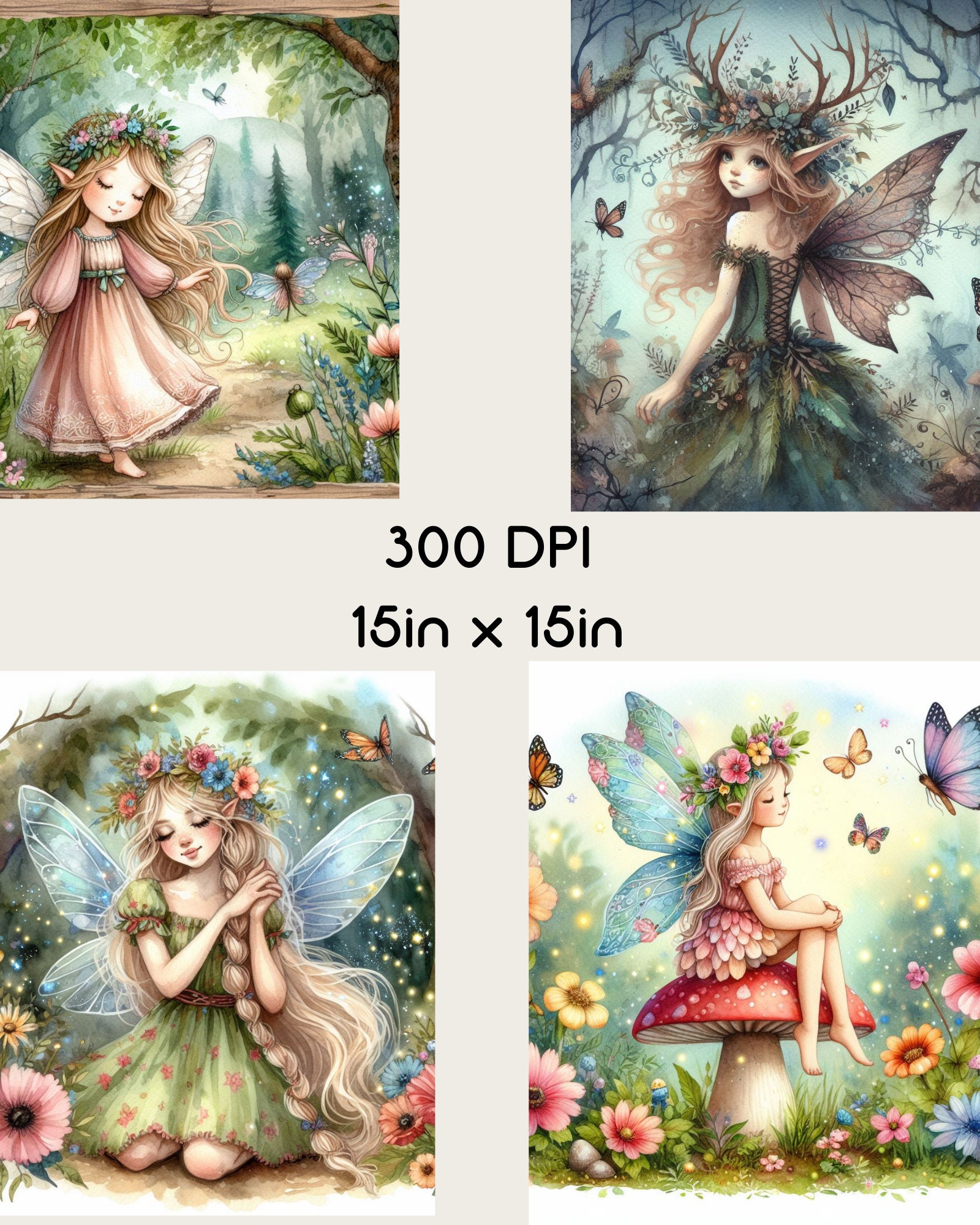 Whimsical Fairycore Printable Clipart Set 2 - Enchanting 12x12 Inches ...