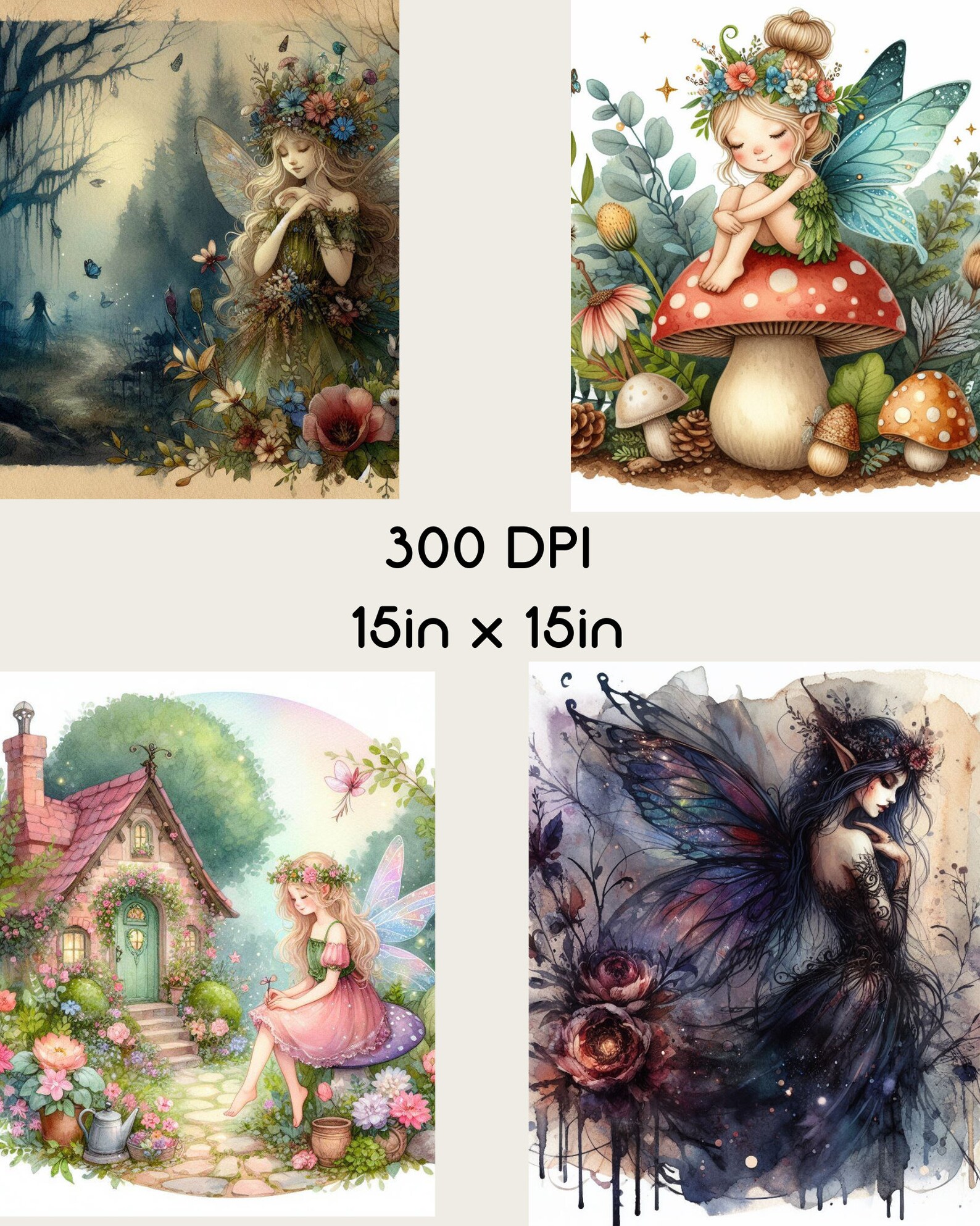 Whimsical Fairycore Printable Clipart Set Enchanting 12x12 Inches ...
