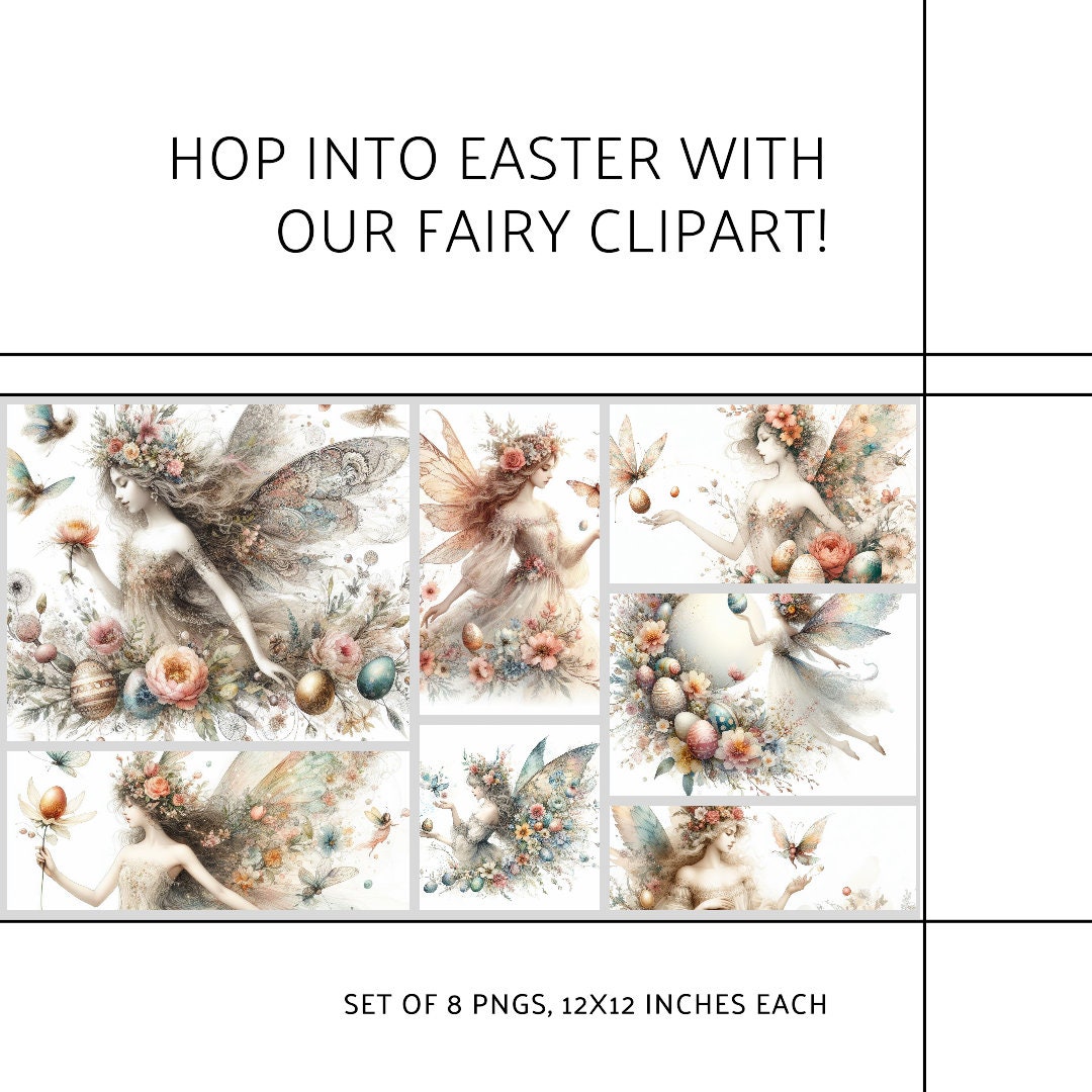 Vintage Easter Fairycore Clipart Set Charming Springtime Motifs Digital ...