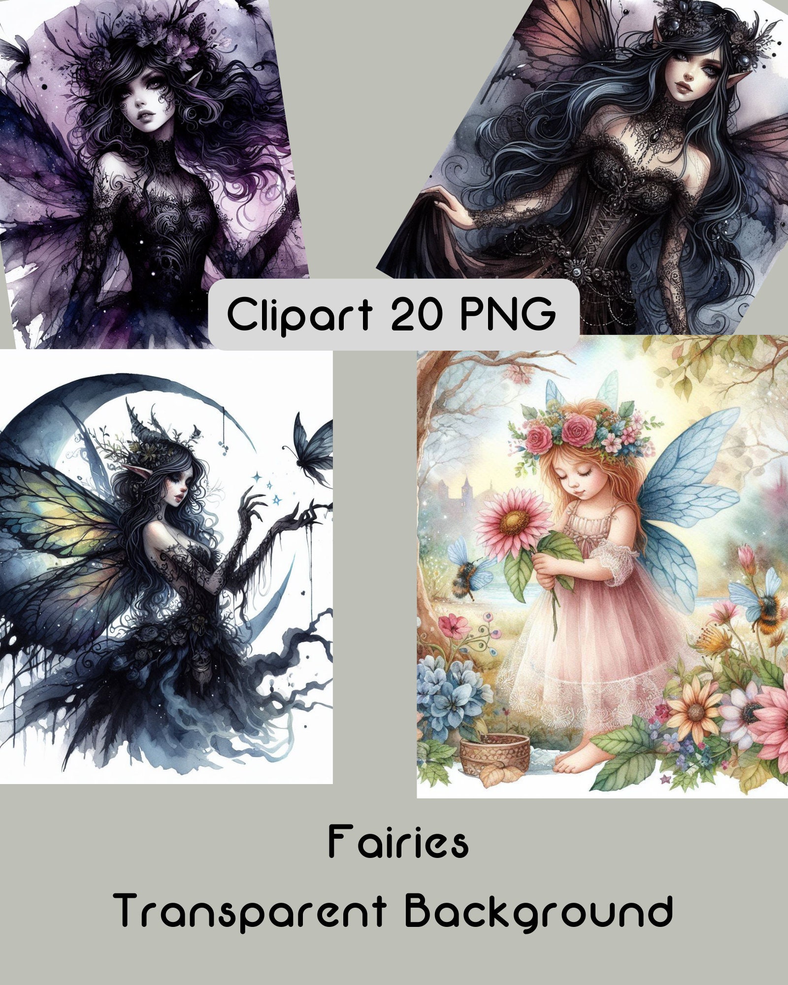 Whimsical Fairycore Printable Clipart Set Enchanting 12x12 Inches ...