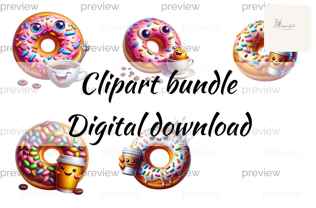 Adorable Kawaii Donuts Clipart Collection - Instant Download for ...