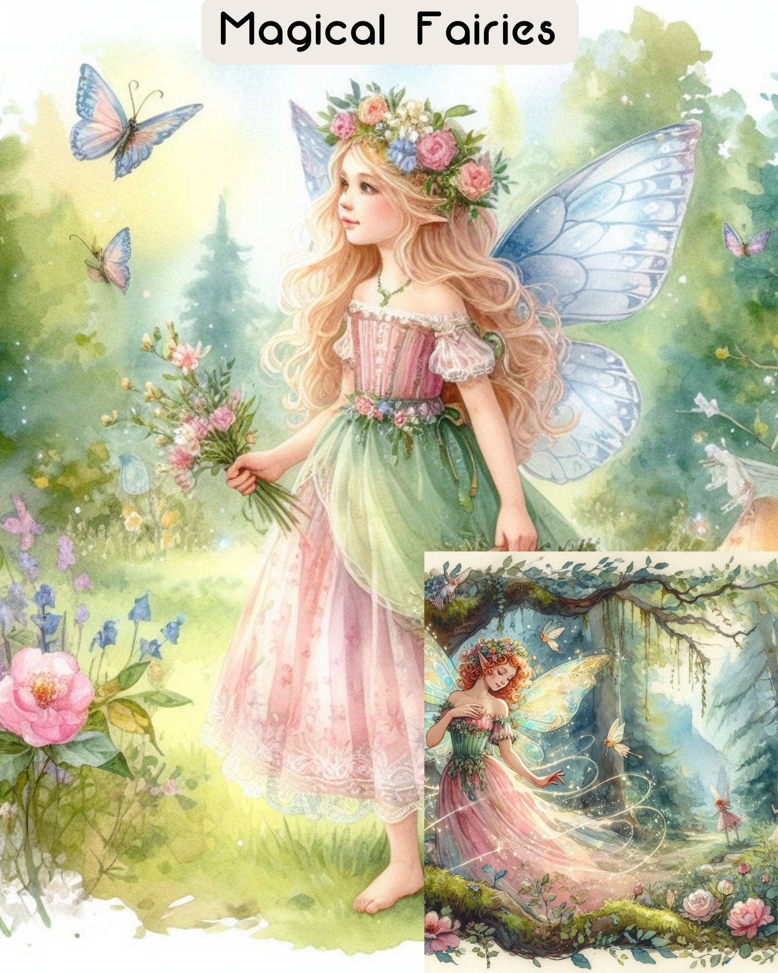 Whimsical Fairycore Printable Clipart Set 2 - Enchanting 12x12 Inches ...