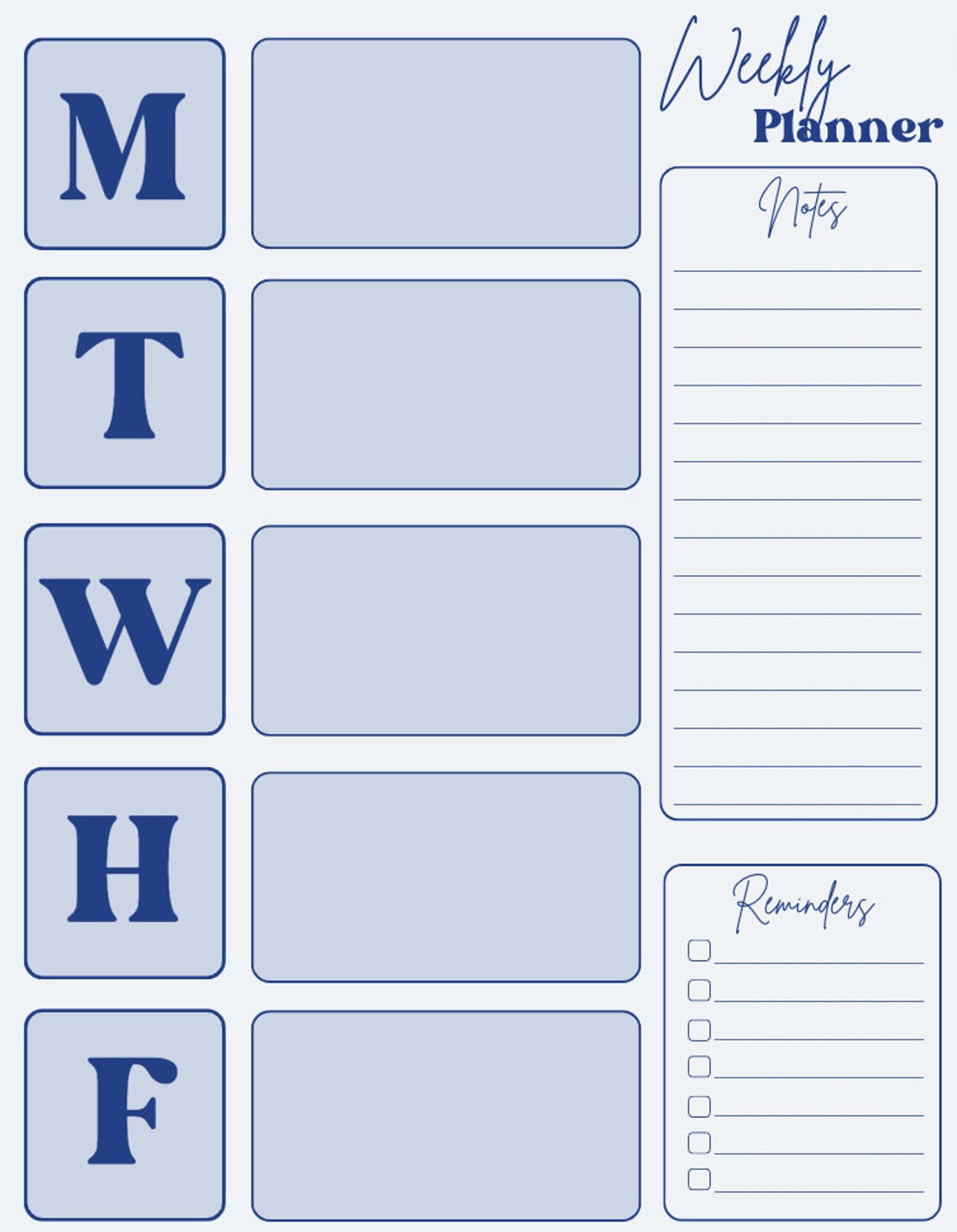 Student Digital Planner Blue Printable Planner, Assignment Tracker ...
