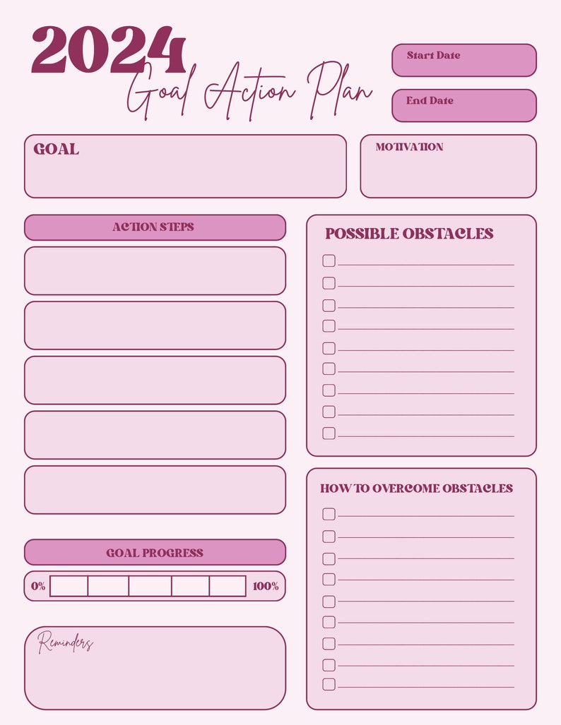 2024 Goal Undated Planner Bundle Goal Setting Tracking, Calendar, Habit ...