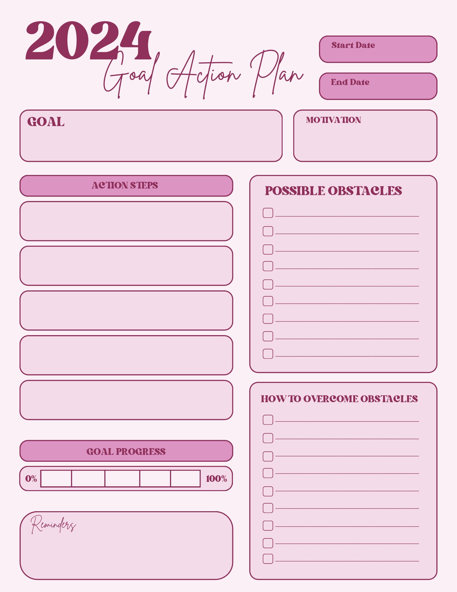 2024 Goal Undated Planner Bundle Goal Setting Tracking, Calendar, Habit ...