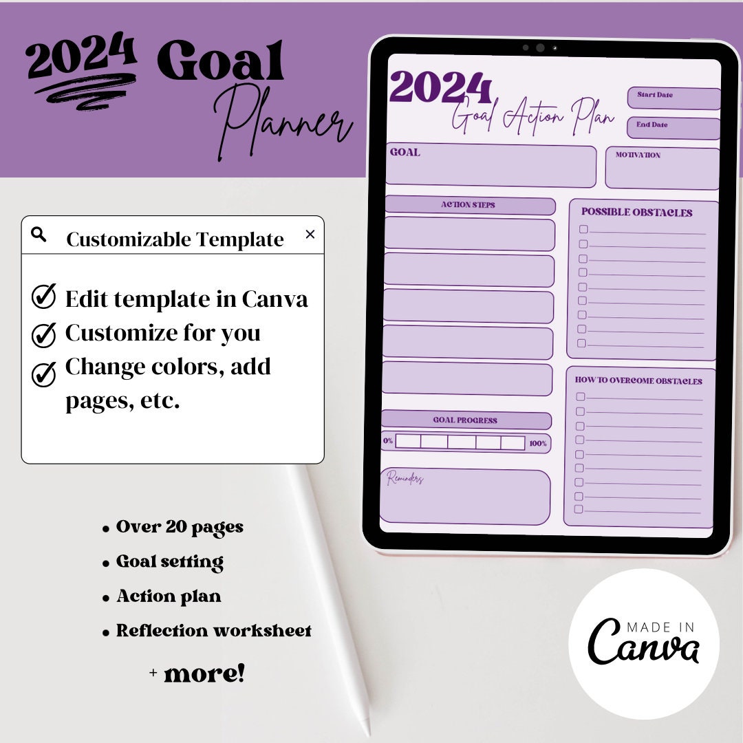 2024 Goal Undated Planner Bundle Goal Setting Tracking, Calendar, Habit ...