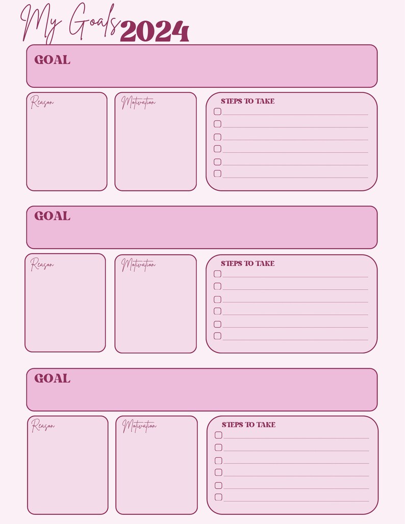 2024 Goal Undated Planner Bundle Goal Setting Tracking, Calendar, Habit ...