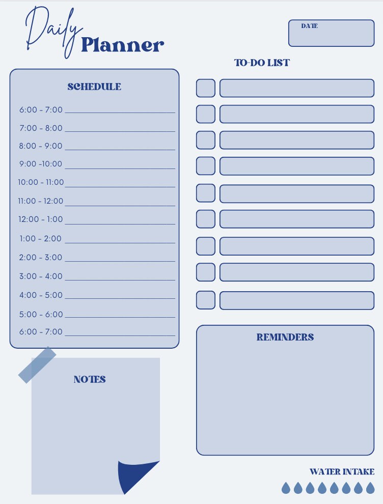 Student Digital Planner Blue Printable Planner, Assignment Tracker ...