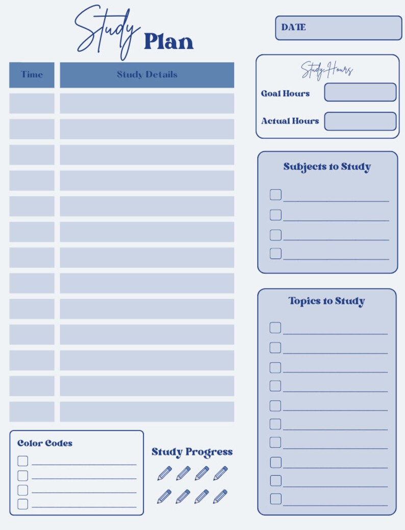 Student Digital Planner Blue Printable Planner, Assignment Tracker ...
