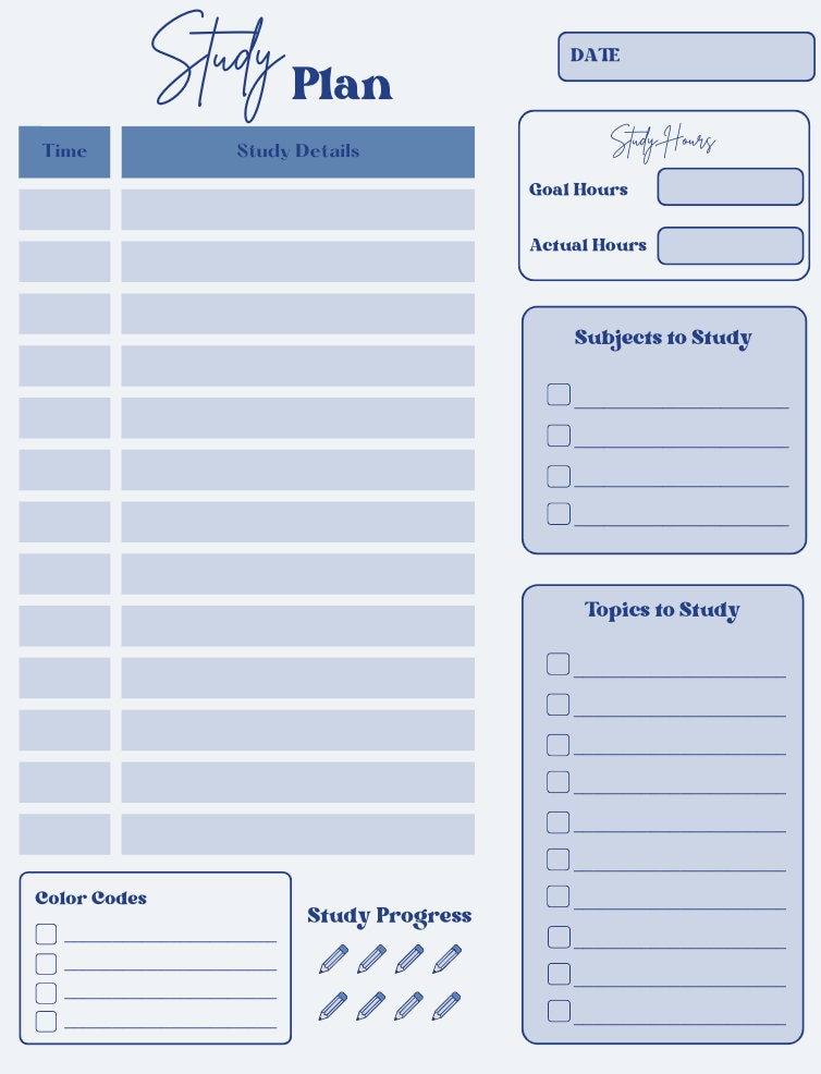 Student Digital Planner Blue Printable Planner, Assignment Tracker, Assessment Tracker, Study ...