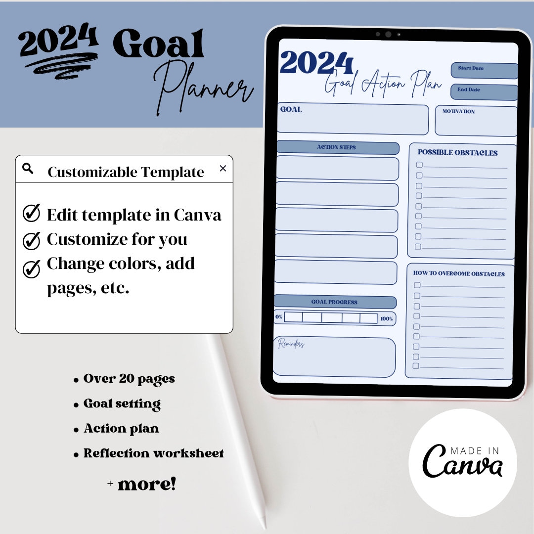 2024 Goal Undated Planner Bundle Goal Setting Tracking, Calendar, Habit ...