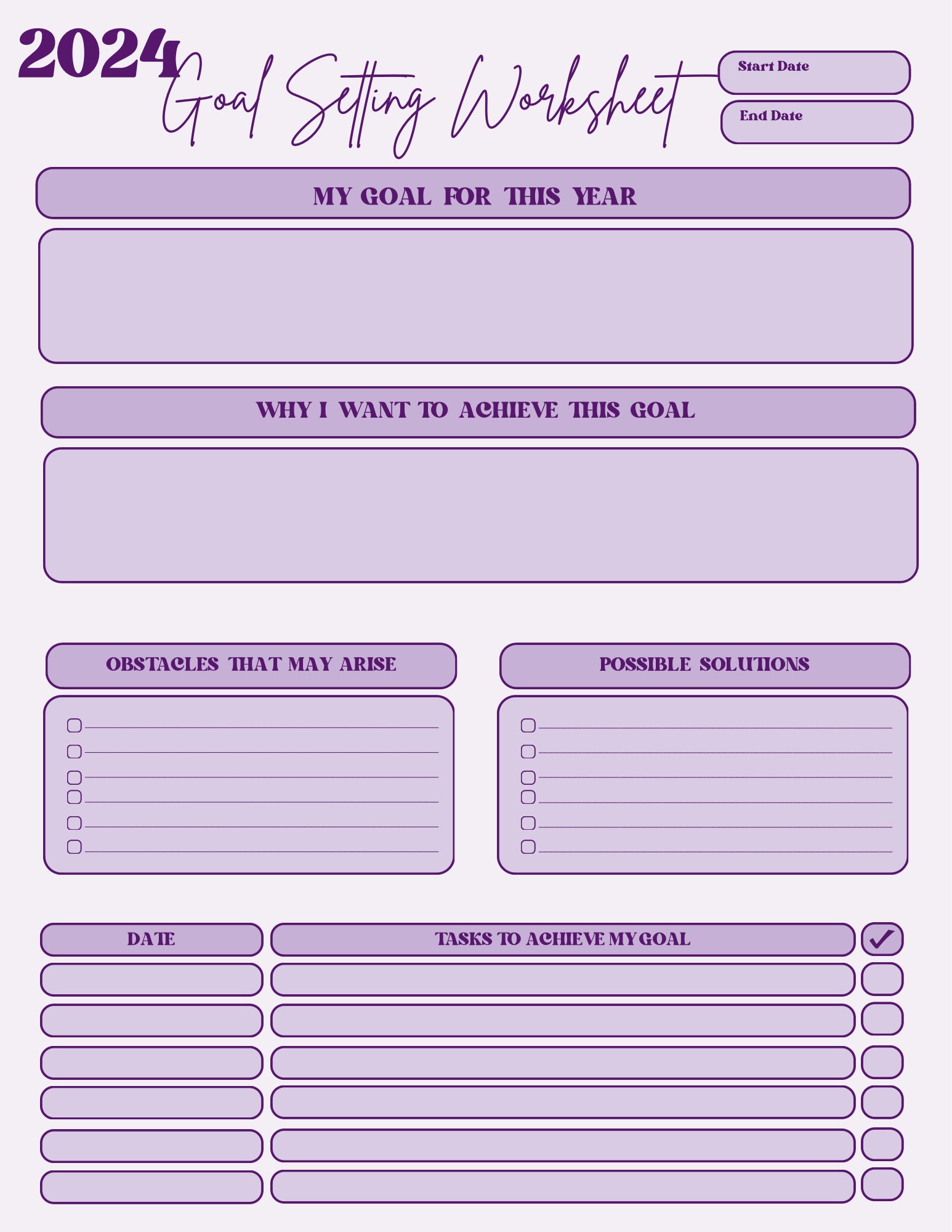 2024 Goal Undated Planner Bundle Goal Setting Tracking, Calendar, Habit ...