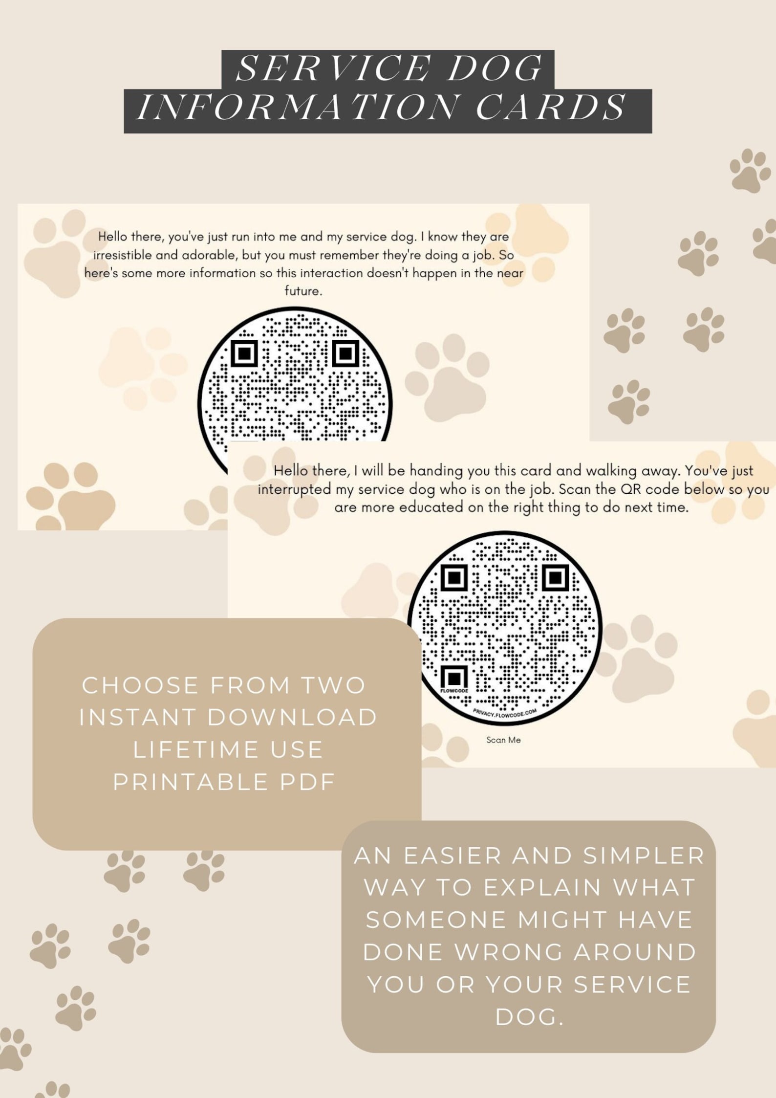 Service Dog Information Cards - Etsy