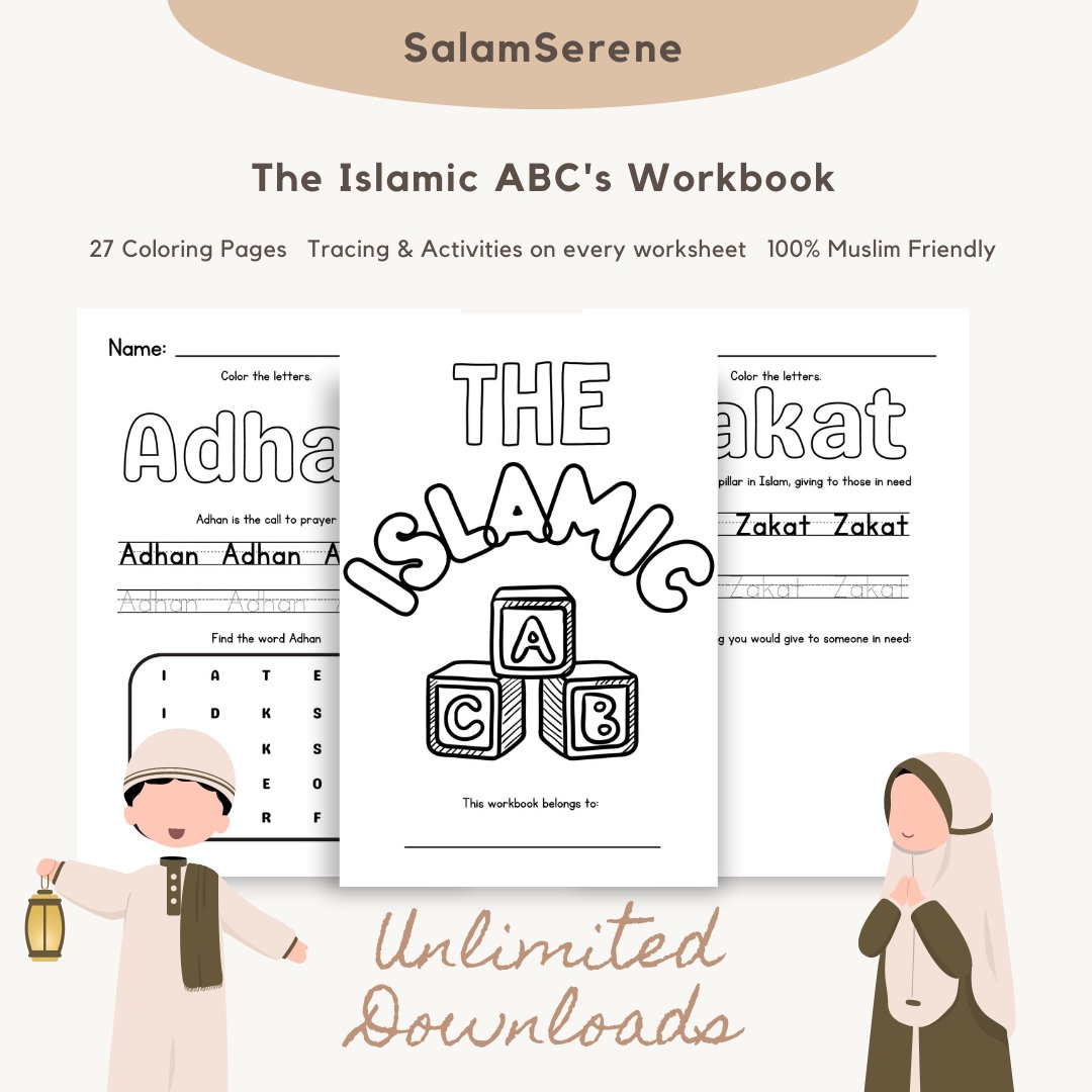 English Alphabet Islamic Illustrated Trace and Activity Workbook - Etsy
