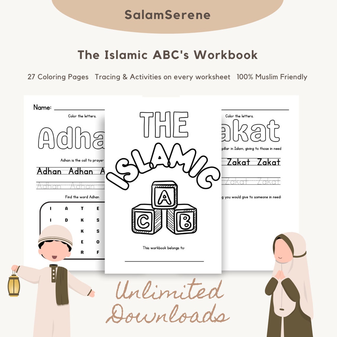 English Alphabet Islamic Illustrated Trace and Activity Workbook - Etsy