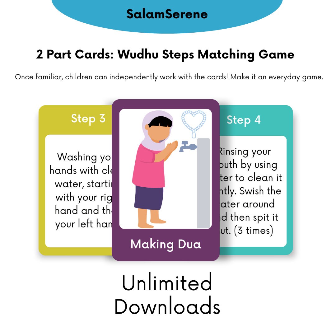 2-part Cards: Wudhu Steps Matching Game - Etsy
