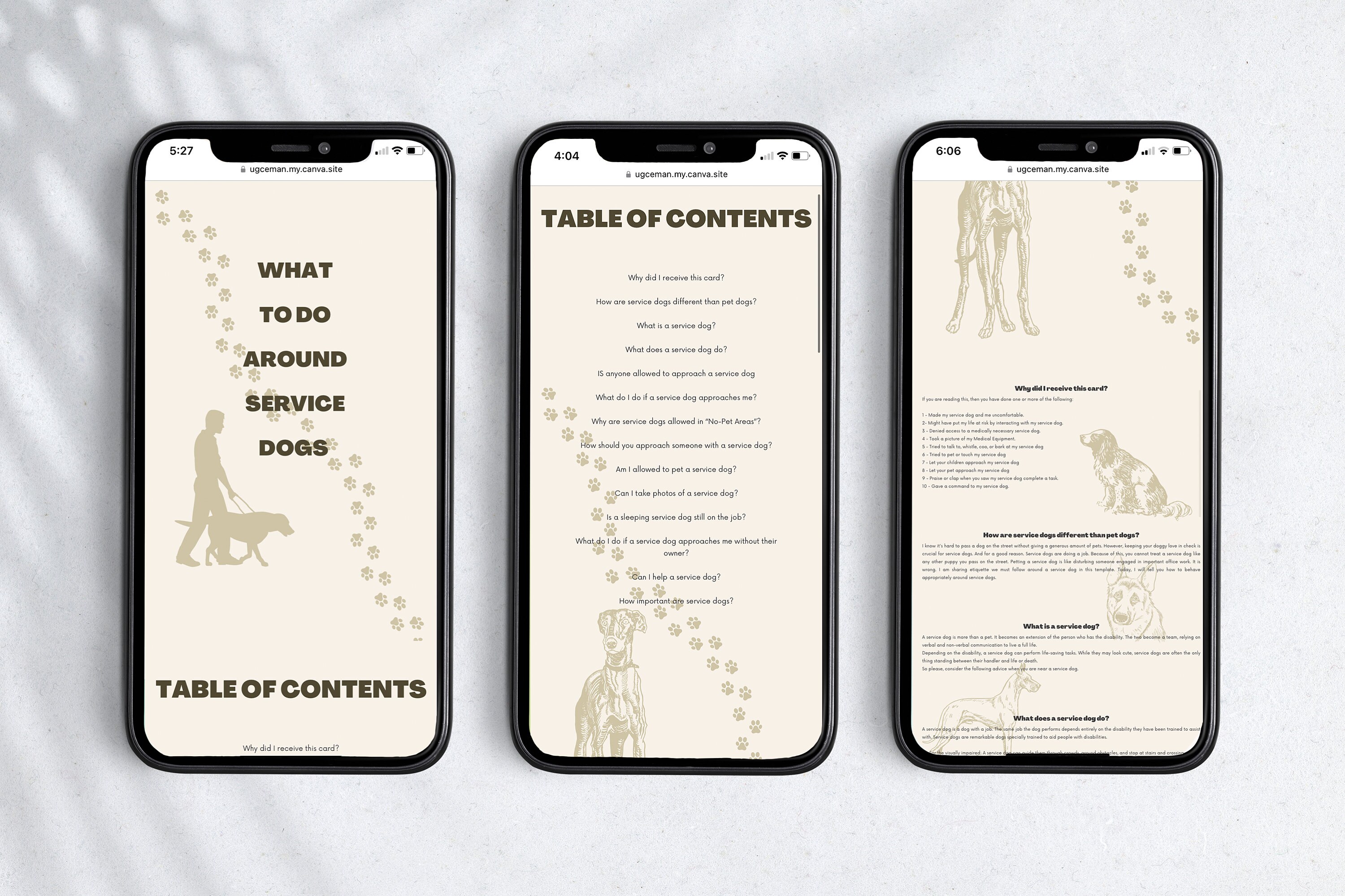 Service Dog Information Cards - Etsy