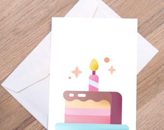 34th Birthday Card for Her Beautiful Birthday Cake Card With - Etsy