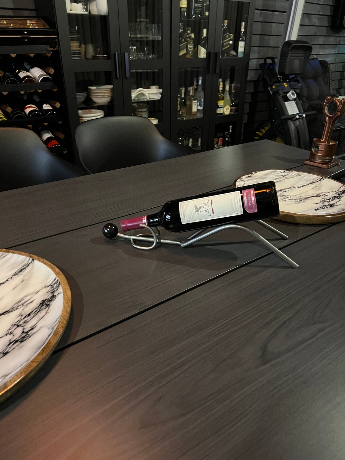 Iron Wine Bottle Holder, Handmade Solid Table Wine Holder, Unique Wine ...