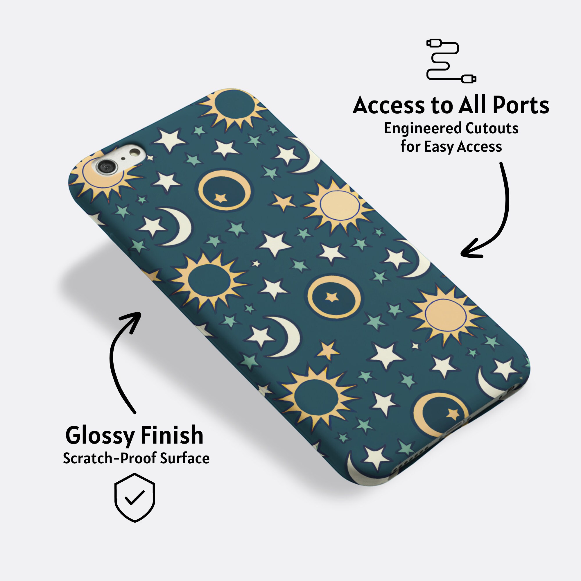 Aesthetic Celestial Moon and Stars Phone Case for Iphone 14 - Etsy