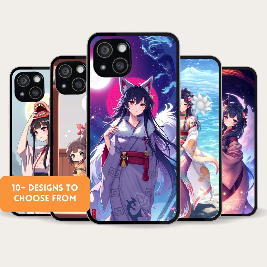Japanese Yokai Art Phone Case Collection Illustrative Paintings of Amabie, Kitsune, Tengu ...