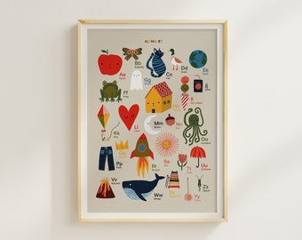 Animal Alphabet Poster Educational Kids Wall Art ABC - Etsy