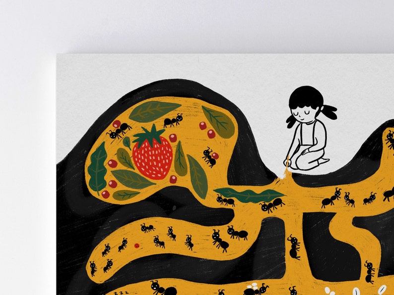 Hand-illustrated Ant House Poster, Creative Nature Art for Kids ...