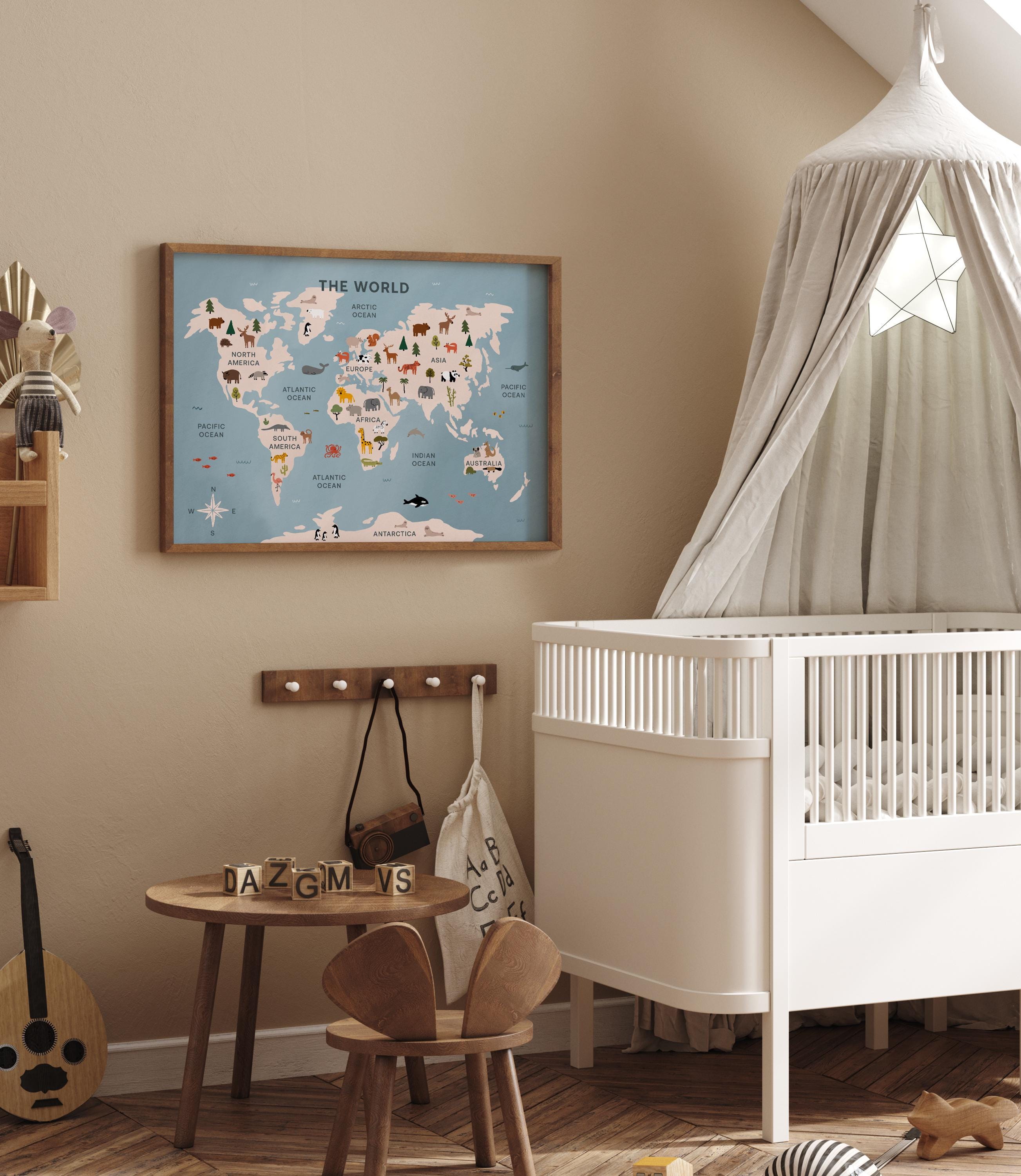 World Map Animals Poster: Montessori Kids Room Decor - Etsy Canada