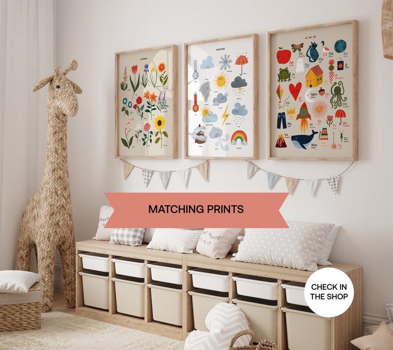 Hand-illustrated Educational Alphabet - Wall Art for Nurseries ...