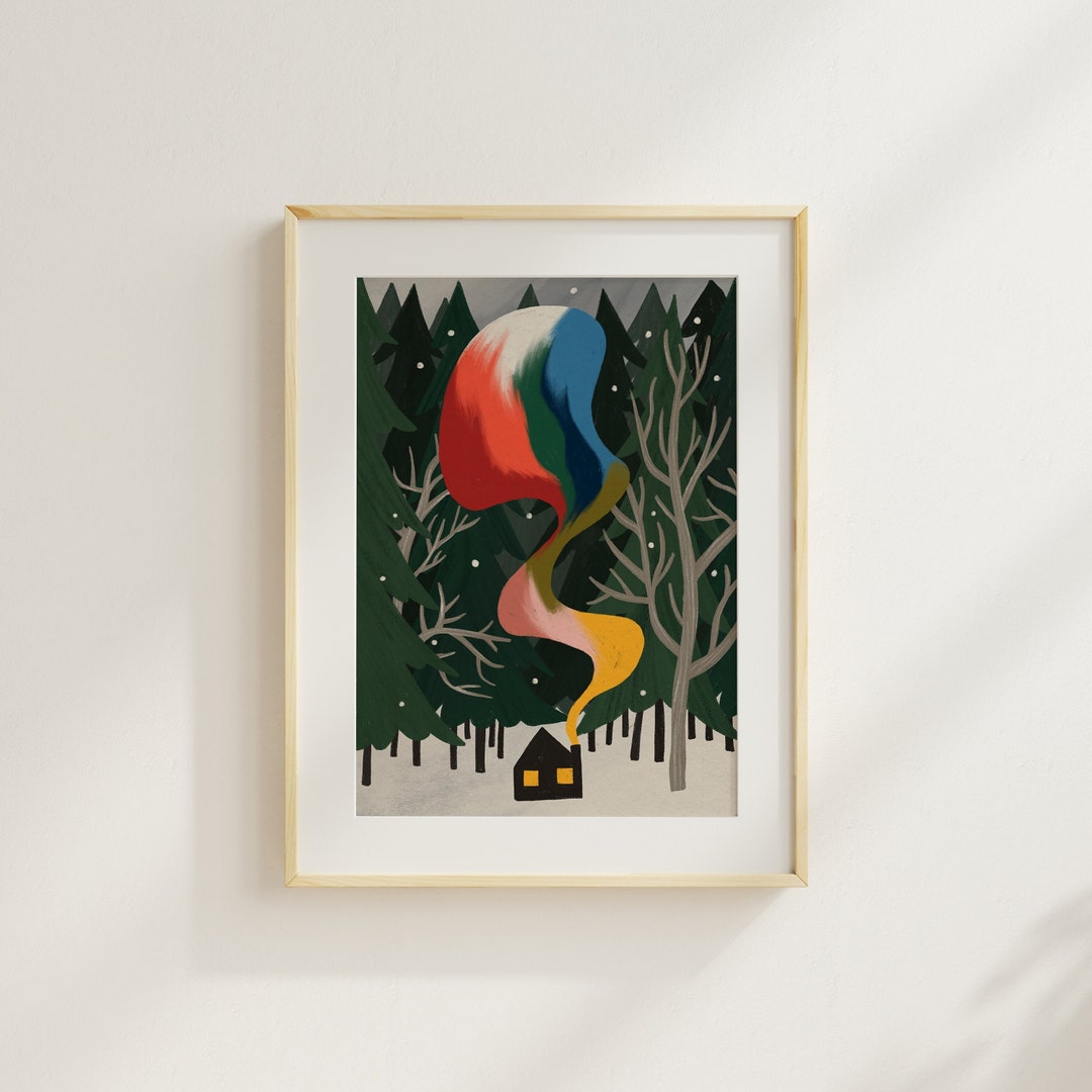 Cozy Winter Home: Woodland Print, Snowy Forest Art, Snow Illustration ...