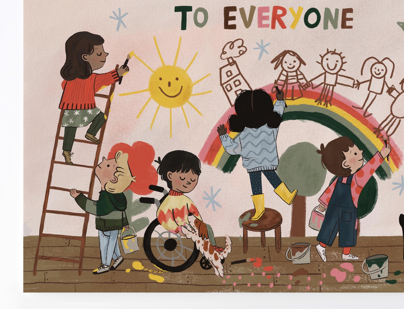 Peace and Love Mural Print: Inclusive Kids Wall Art - Etsy