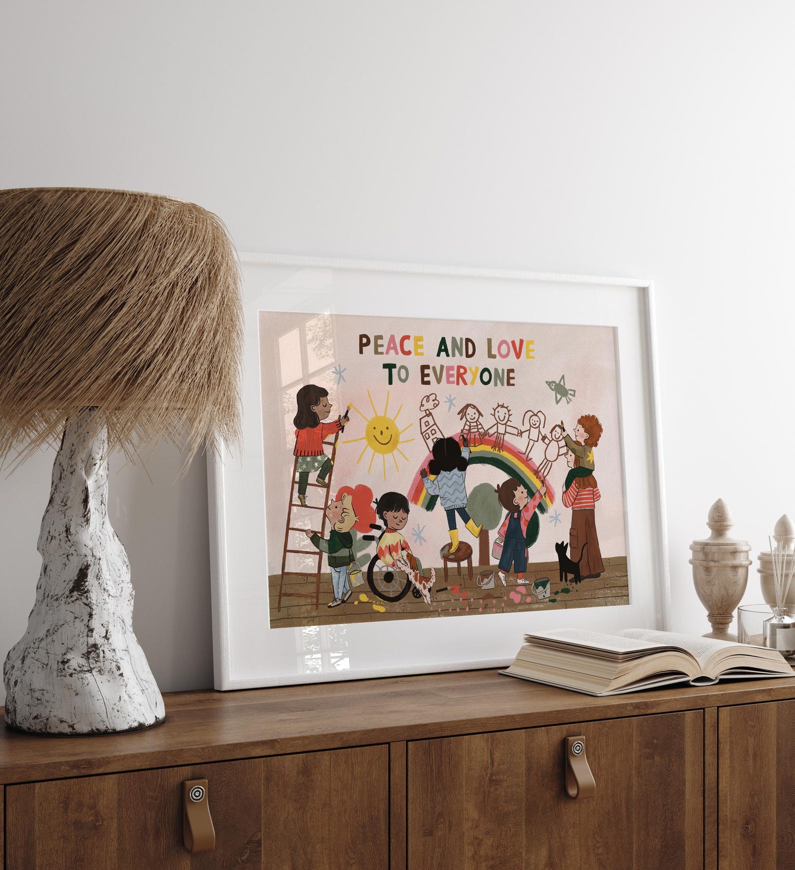 Peace and Love Mural Print: Inclusive Kids Wall Art - Etsy