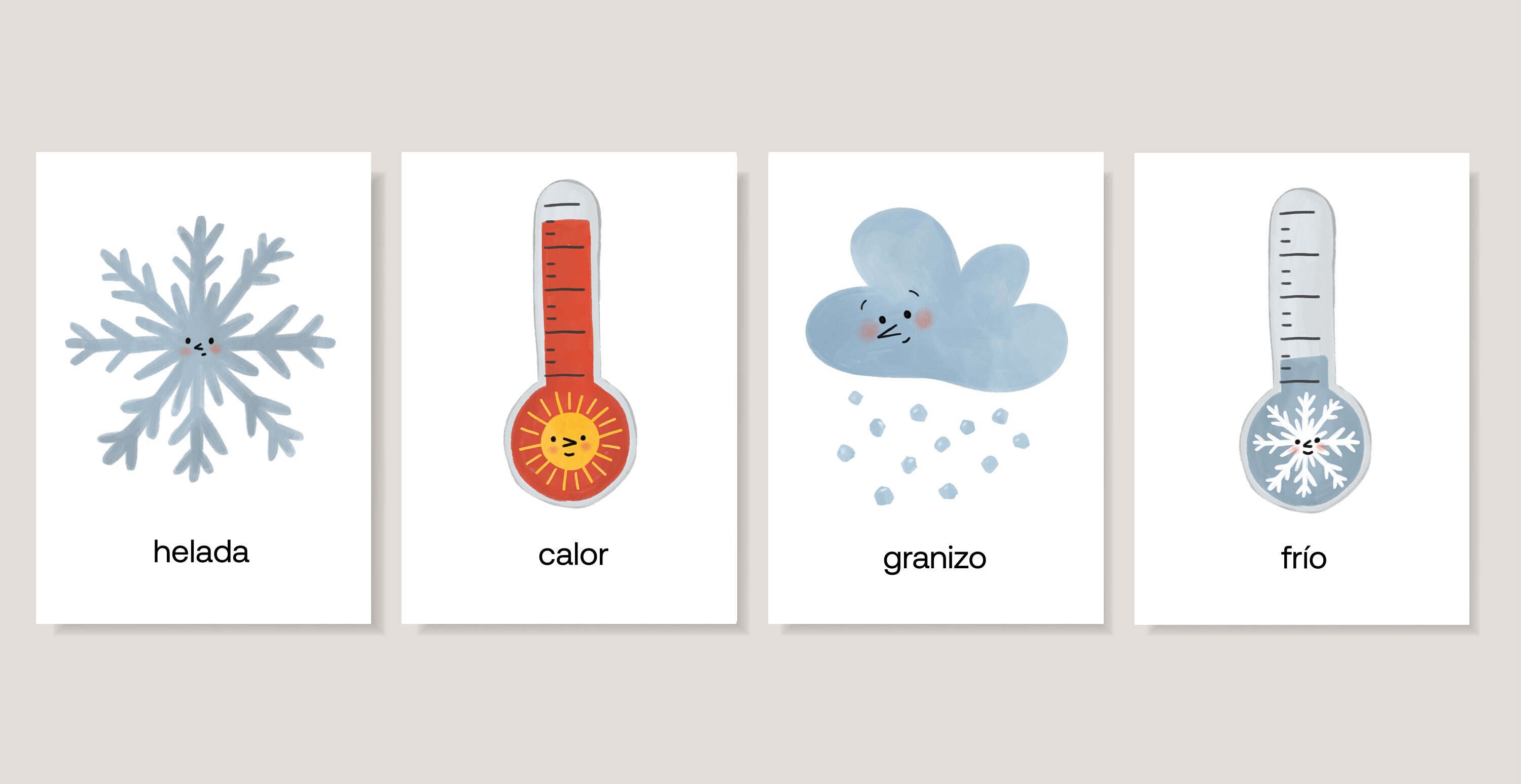 Tarjetas Educativas Del Tiempo - Ilustradas a Mano, Descarga Digital ...