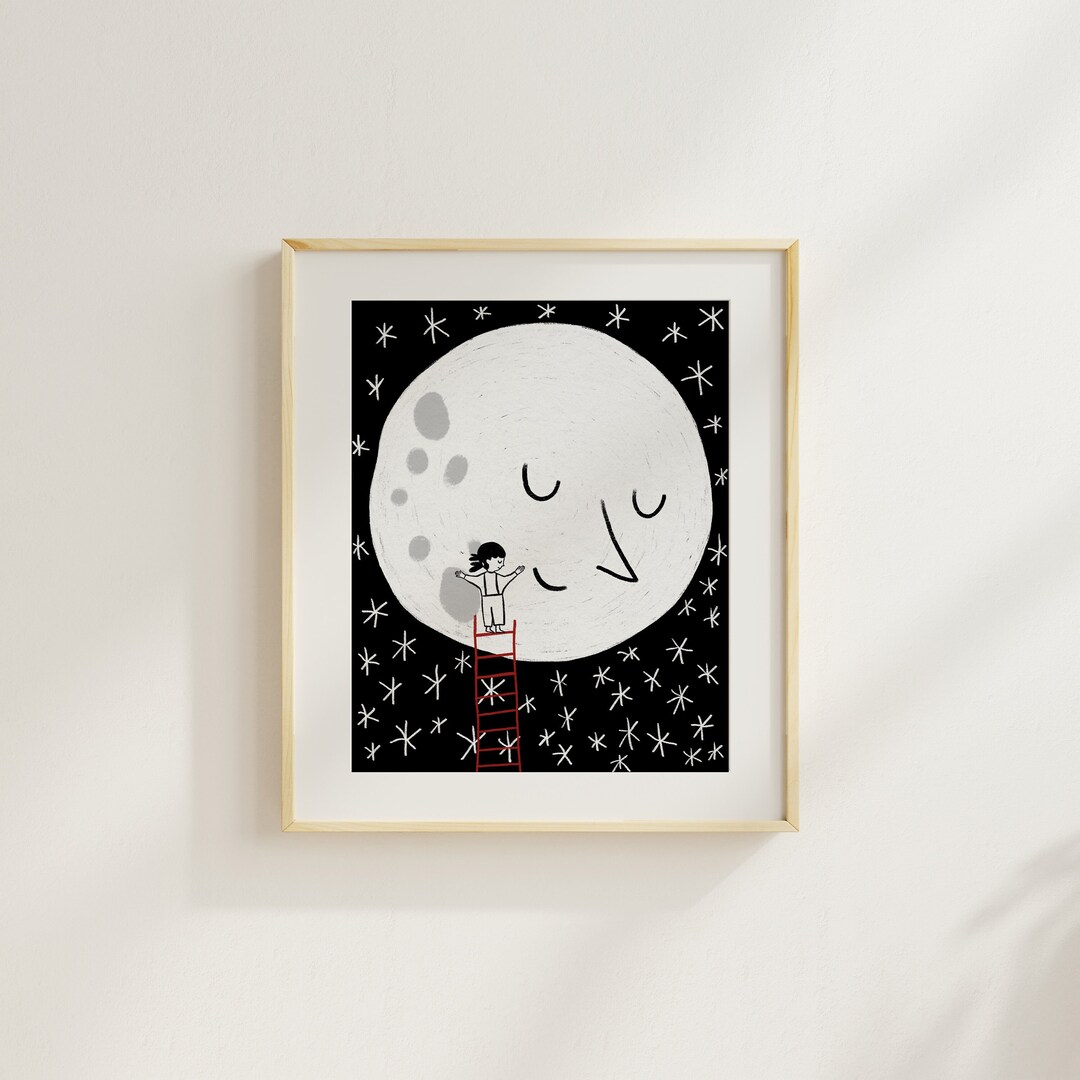 Child Hugging Moon Poster - Inspiring Imagination and Love for Universe ...