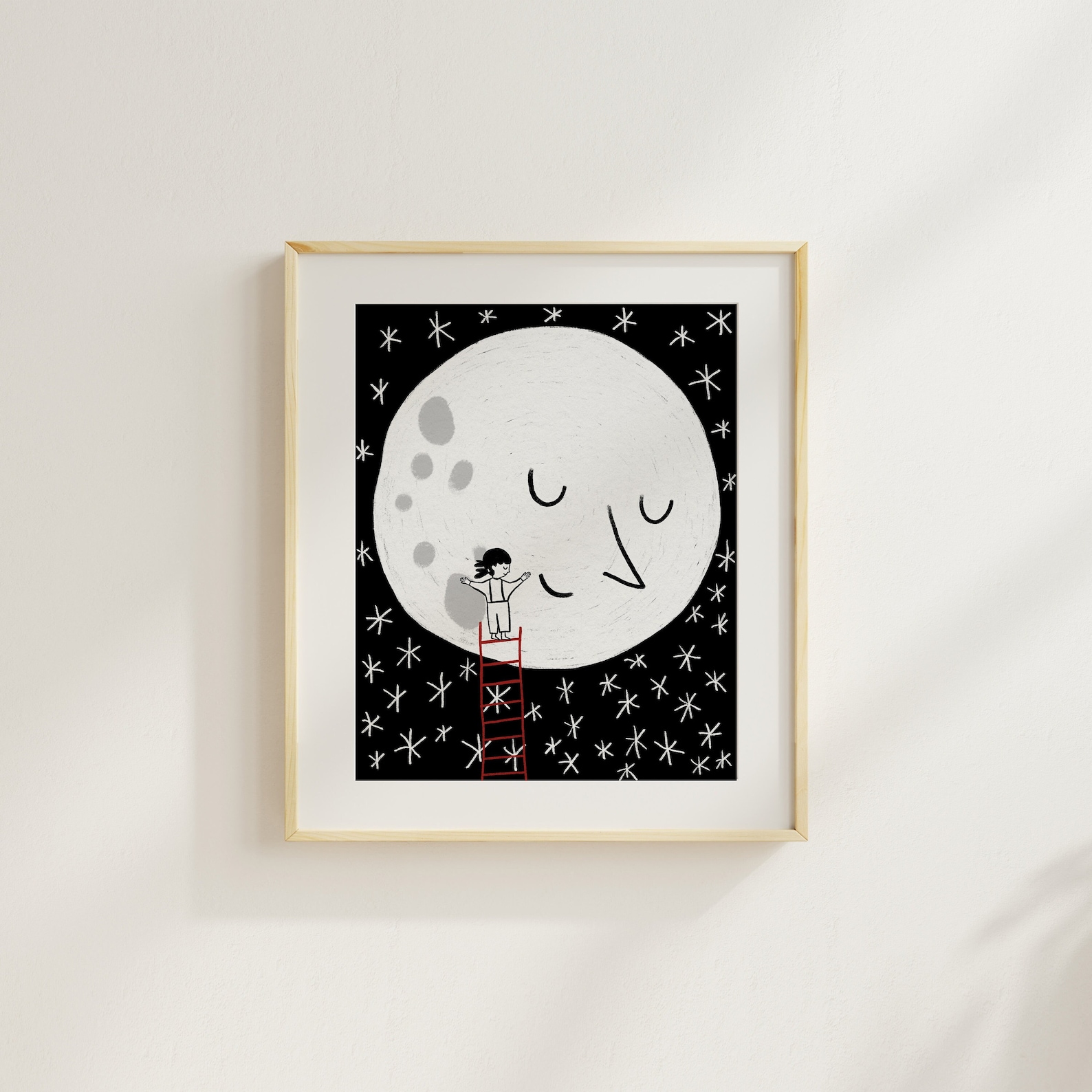 Child Hugging Moon Poster Inspiring Imagination and Love for Universe ...