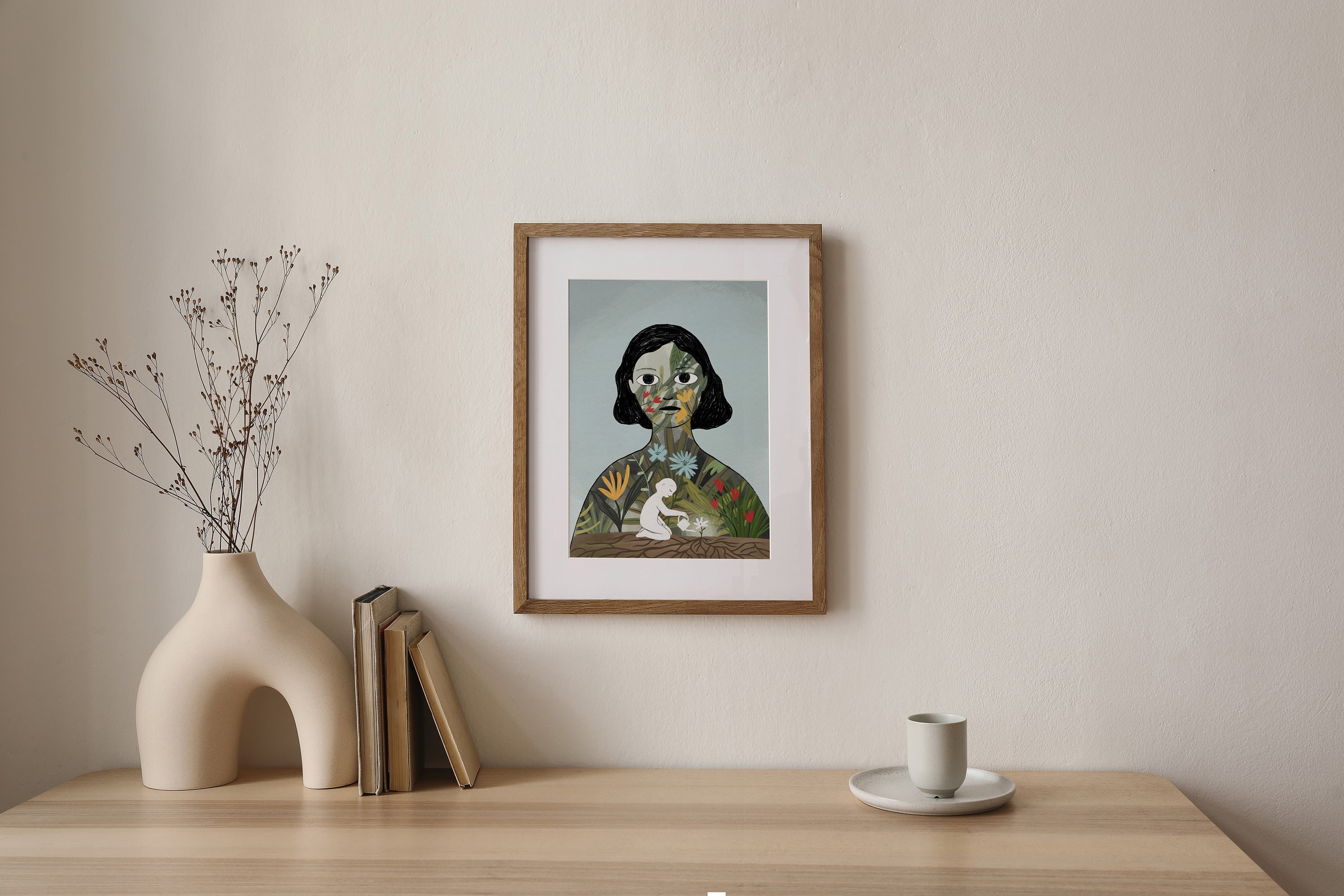 Inner Child Illustration Neutral Wall Art, Nature Illustration, Love ...