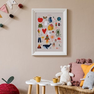 Hand-illustrated Educational Alphabet Wall Art for Nurseries ...