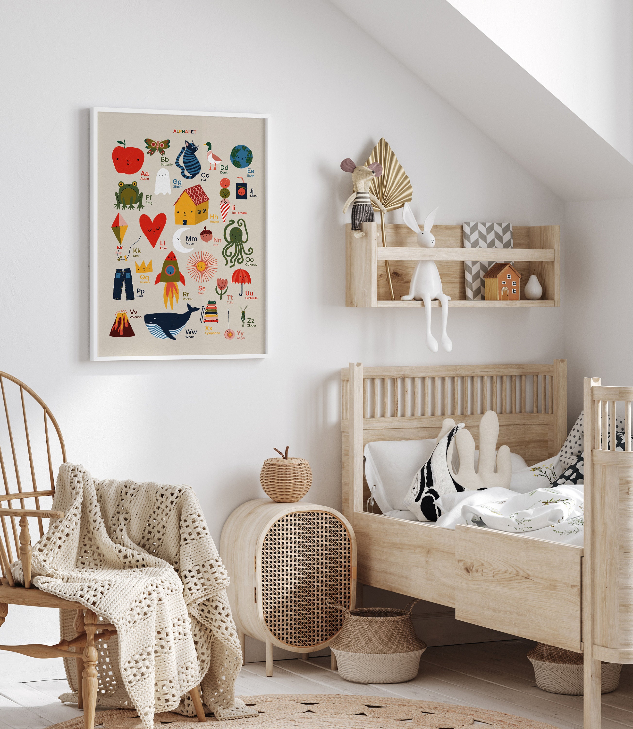 Hand-illustrated Educational Alphabet Wall Art for Nurseries ...