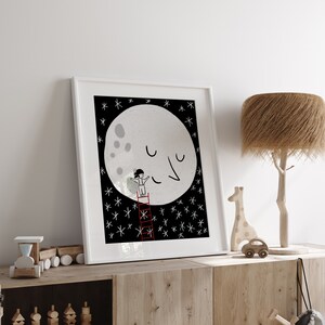 Child Hugging Moon Poster - Inspiring Imagination and Love for Universe ...