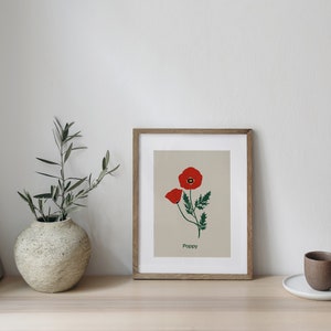 Hand-illustrated Poppy Print: Botanical Flower Illustration - Etsy