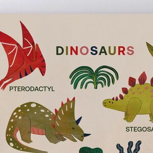 Dinosaur World Illustrated Poster Fun & Educational Prehistoric Wall ...