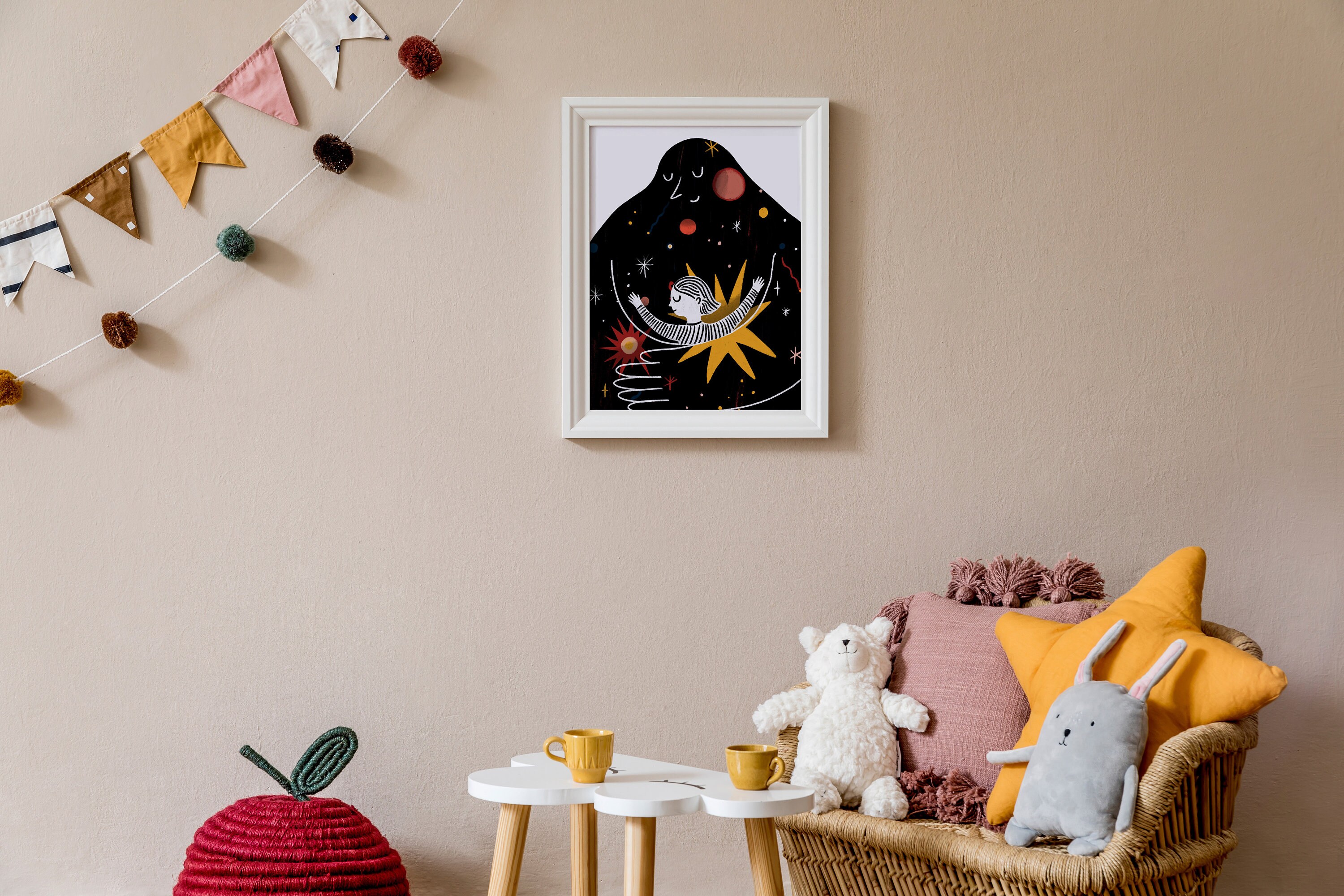 Universe Hug Illustration Montessori-inspired Space Artwork, Magical ...