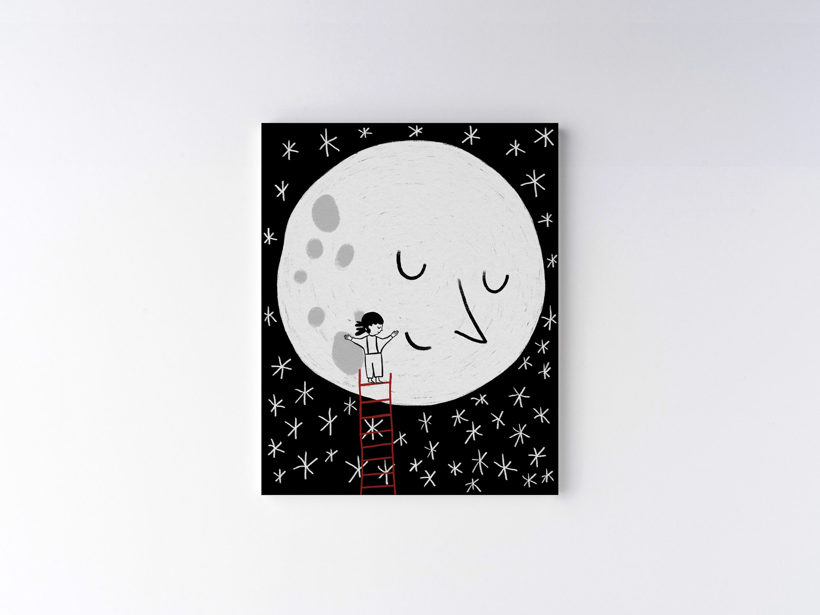 Child Hugging Moon Poster Inspiring Imagination and Love for Universe ...
