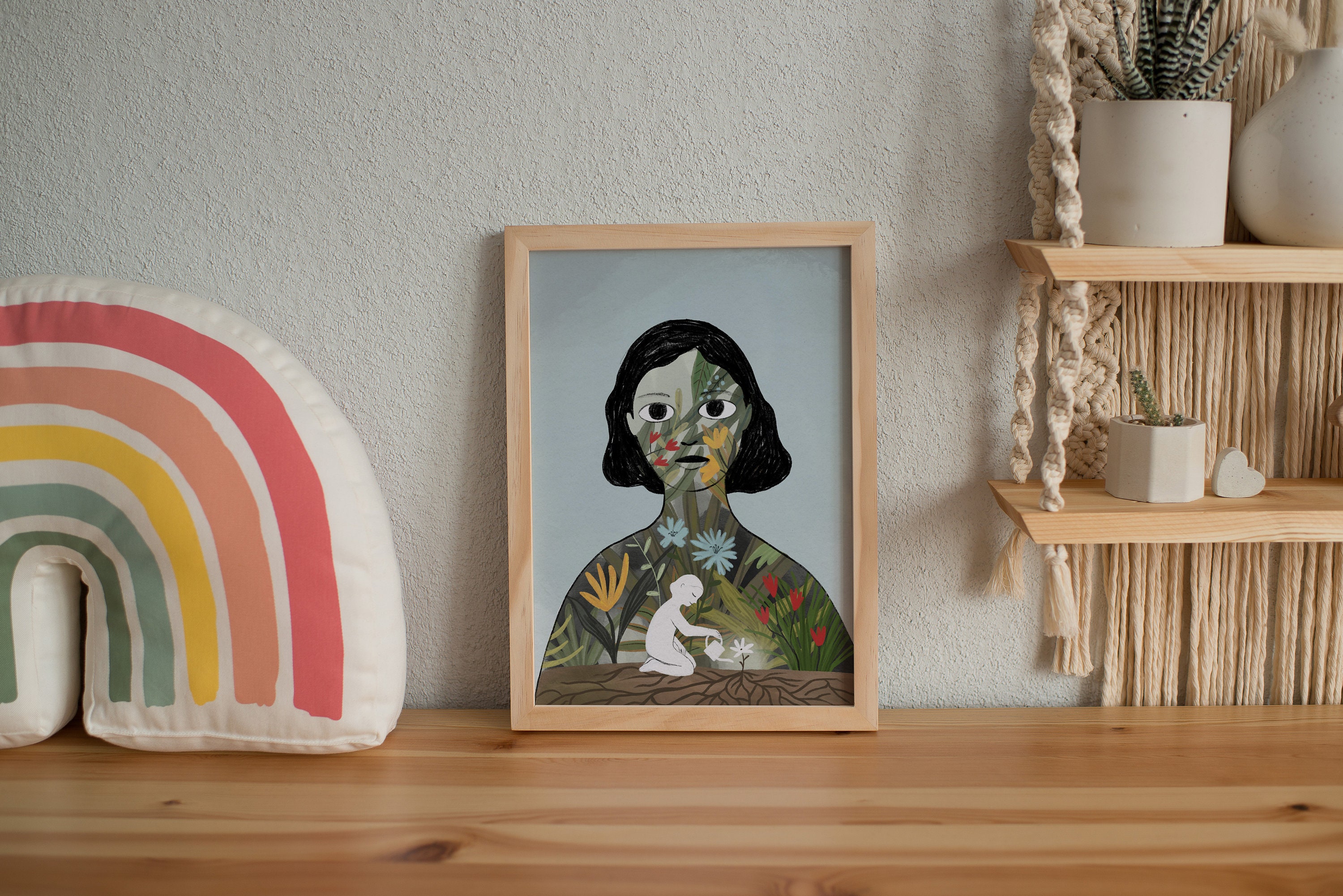 Inner Child Illustration Neutral Wall Art, Nature Illustration, Love ...