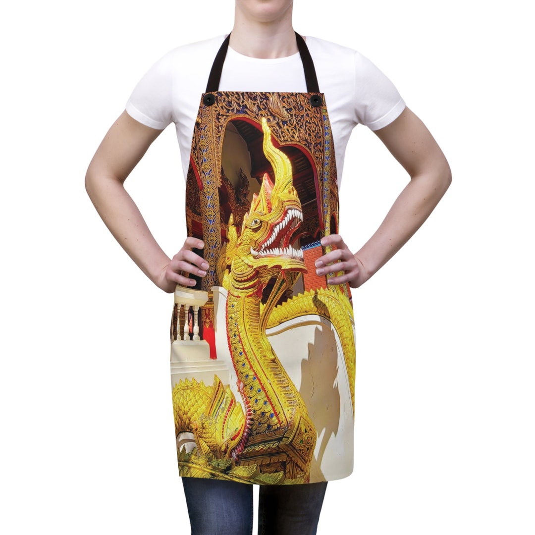 Gold Dragon Thai Temple Apron: Kitchen Cookout Accessory - Etsy